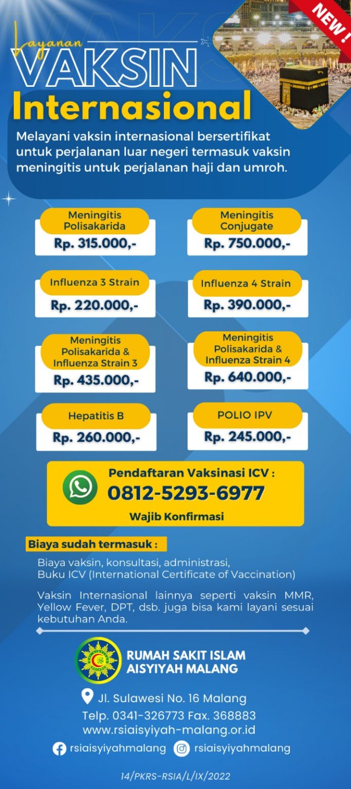 Vaksin ICV (Haji dan Umroh) - RSI Aisyiyah Malang